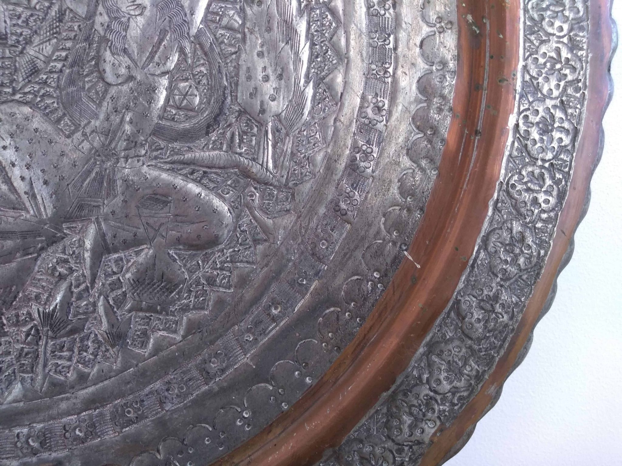 Vintage Indian Copper Medium Sized Brass Hanging Serving Tray table ...