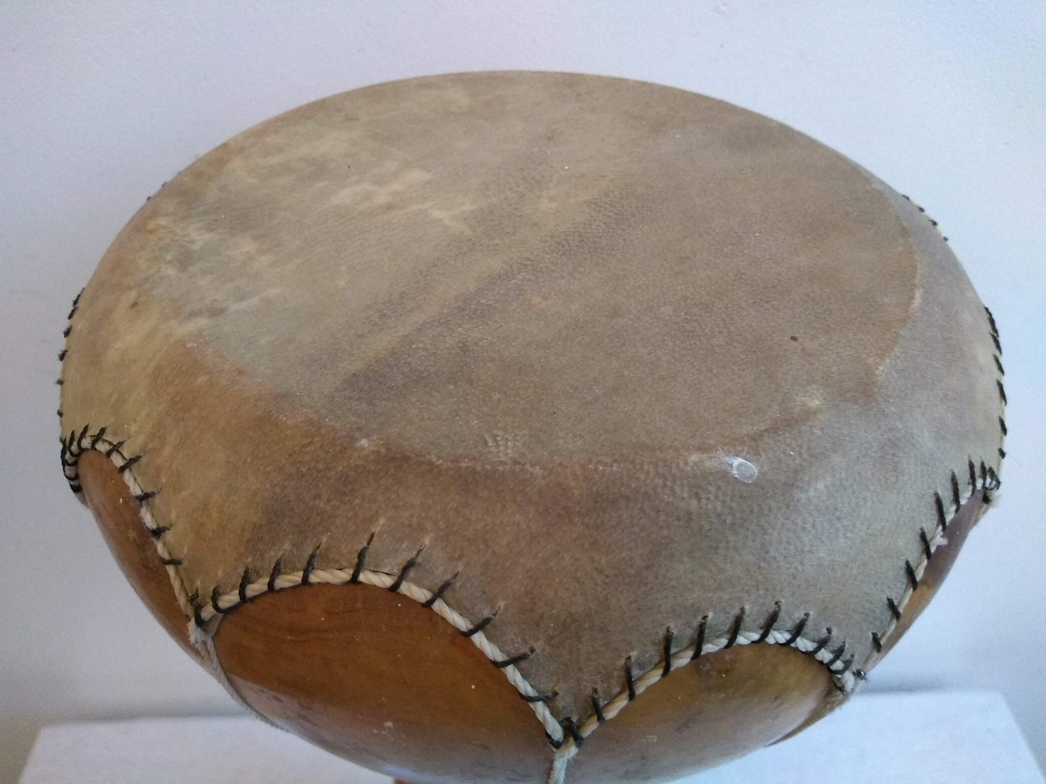 Vintage African Heavy Wood Leather Skin Drum Percussion Musical ...