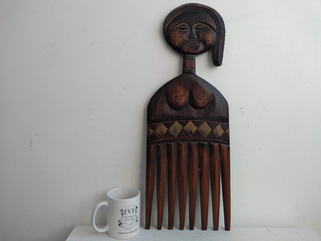 Vintage Large African Comb Afro Pick Wood Hair Primitive Sculpture ...
