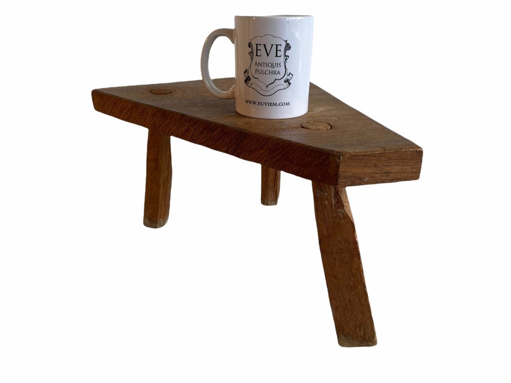 Vintage Stool French Traditional Trapezoid Small Milking Wood Chair ...