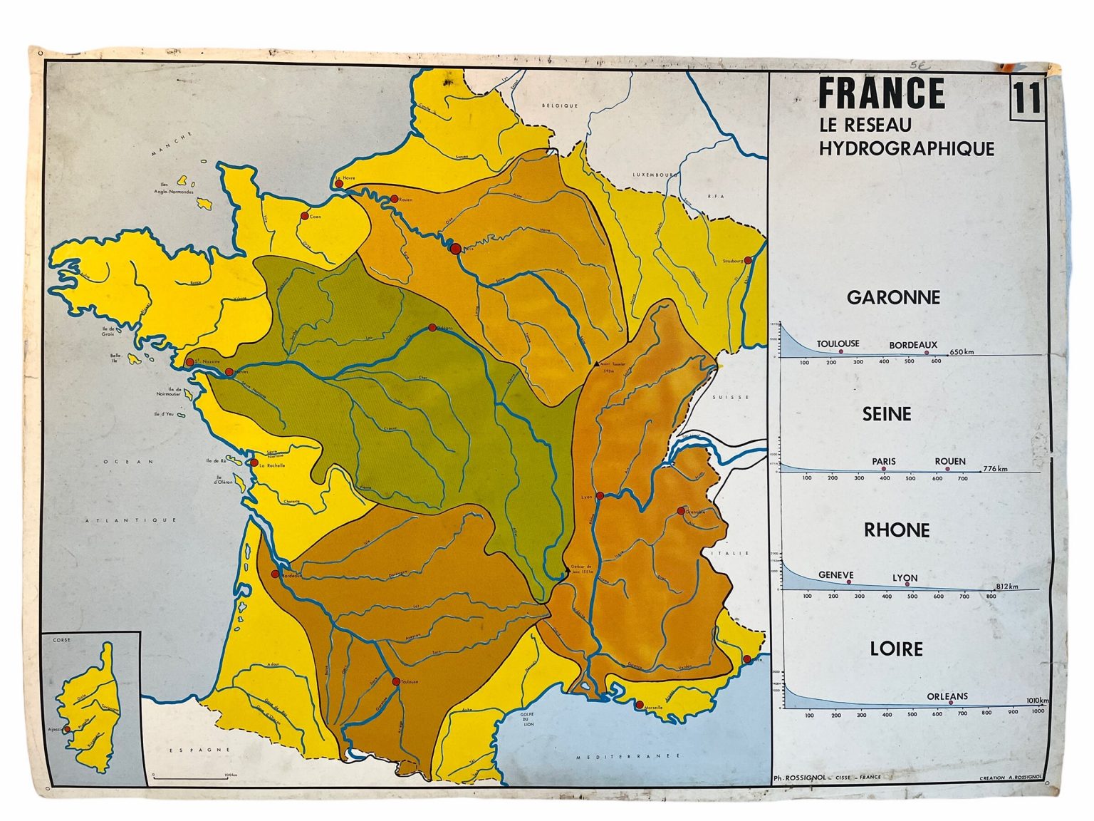 Vintage French Poster School Learning Educational Wall Display Rivers ...