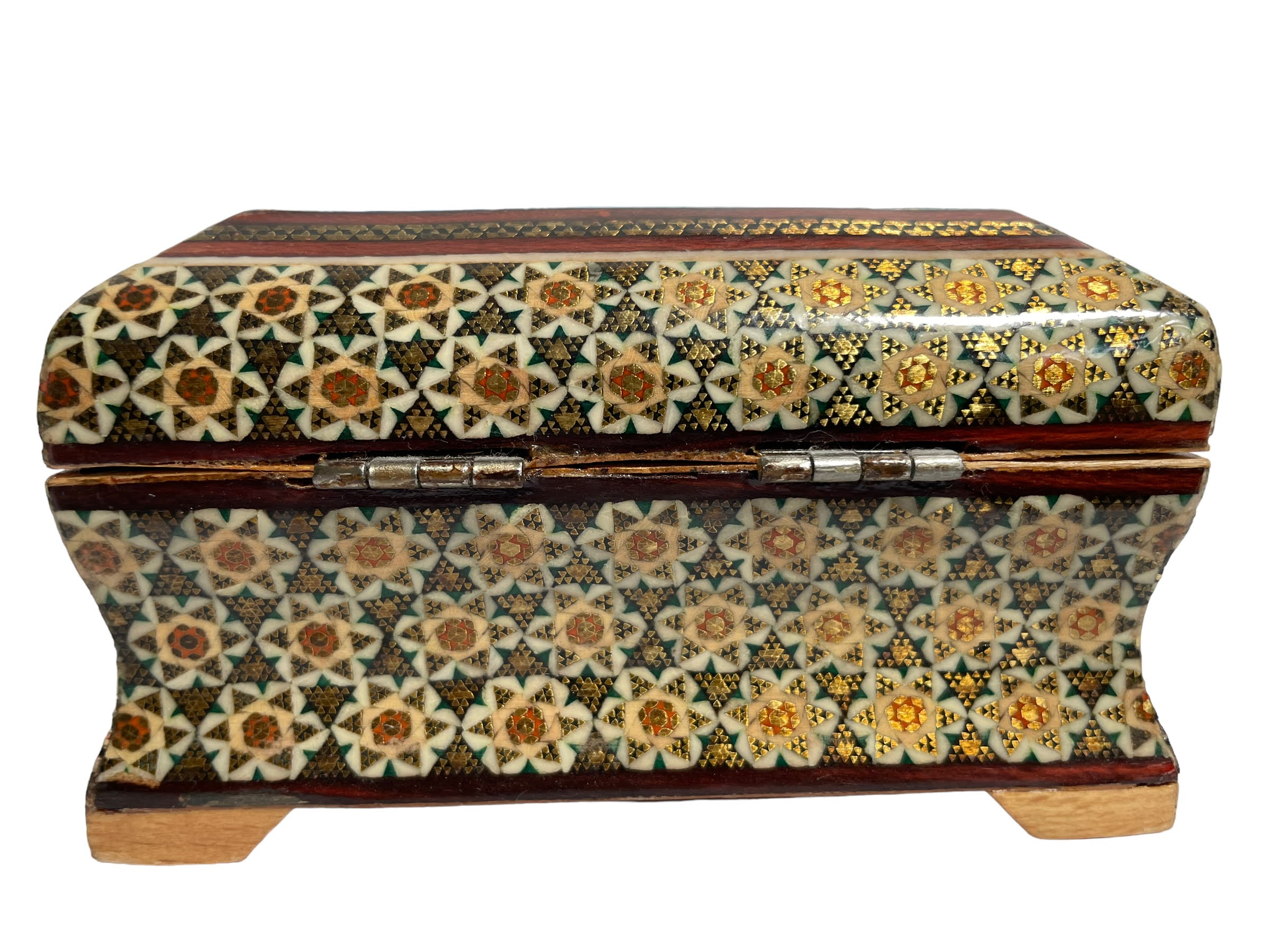 Vintage Asian Indian Decorated Storage Box Display Wooden Wood Desk ...